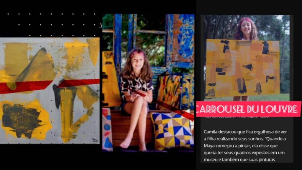 brasileira de 9 anos vai expor pinturas no Louvre, em Paris